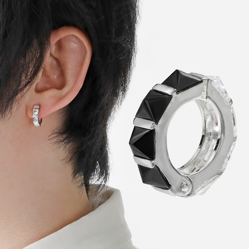 【楽天市場】\10%OFFクーポン配布中／Binich(ビニッチ) ブラック クリア ジルコニア リバーシブル フェイクピアス メンズ レディース イヤーカフ イヤカフ イヤークリップ ...