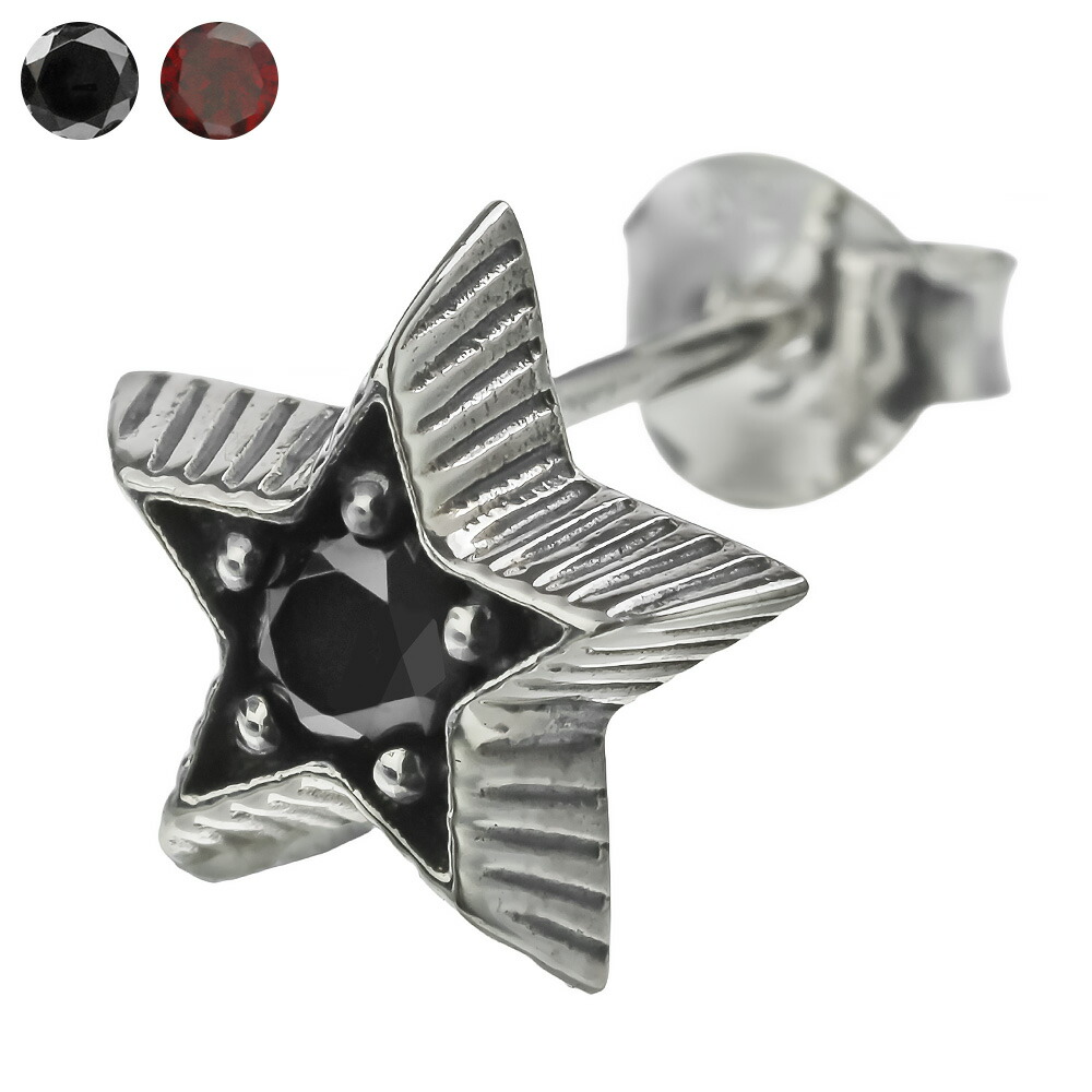 【楽天市場】\2/10限定P10倍／Binich(ビニッチ) サイド ストライプ スター ピアス メンズ シルバー925 アクセサリー レディース ブラック ジルコニア ガーネット [シルバー ...