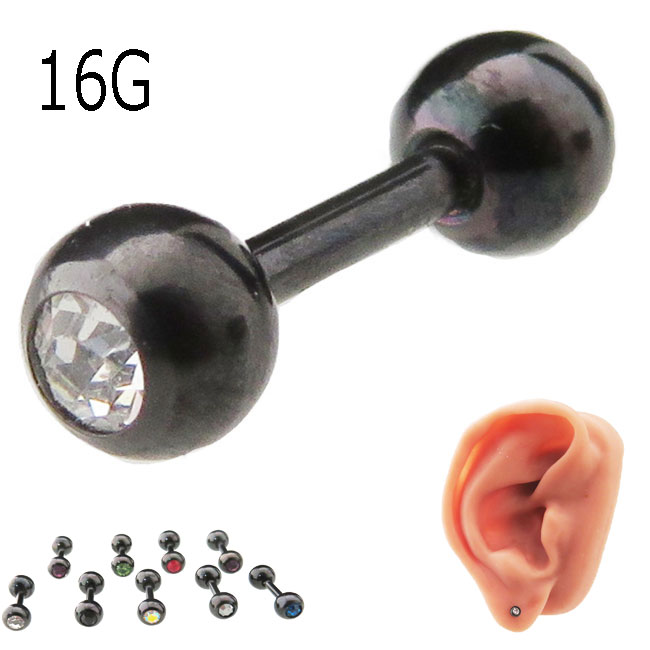 【楽天市場】ボディピアス 16G 1.2mm 内径5.5mm ボール径4mm カラージュエル ストレートバーベル サージカルステンレス 片耳1個売り：BK-mart