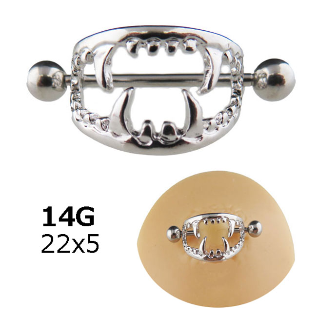 【楽天市場】ボディピアス ニップル 乳首 ニップルピアス ストレートバーベル 牙 14G 胸 乳輪 サージカルステンレス316L ボディーピアス 乳首ピアス シルバーカラー：BK-mart