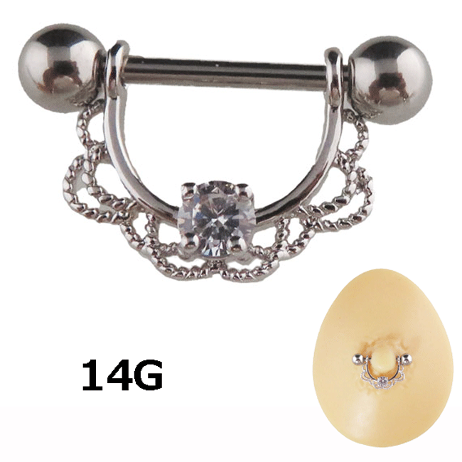【楽天市場】ボディピアス ニップル 乳首 ニップルピアス ストレートバーベル 14G 胸 乳輪 サージカルステンレス ジルコニア付きエレガントデザイン：BK-mart