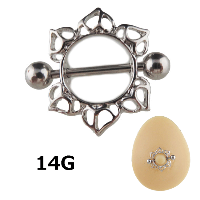 【楽天市場】ボディピアス ニップル 乳首 ニップルピアス ストレートバーベル ハートの花びら 14G 胸 乳輪 サージカルステンレス316L ボディーピアス 乳首ピアス シルバーカラー：BK-mart