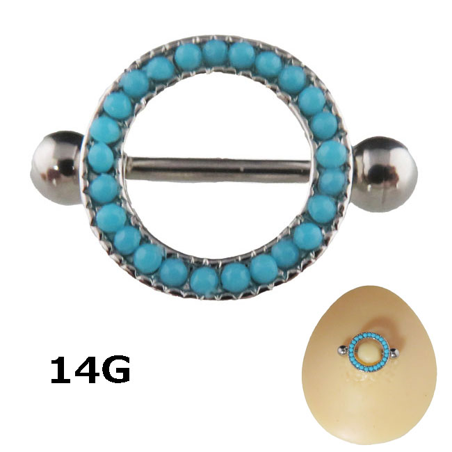 【楽天市場】ボディピアス ニップル 乳首 ニップルピアス ストレートバーベル ターコイズ 14G 胸 乳輪 サージカルステンレス316L ボディーピアス 乳首ピアス シルバーカラー：BK-mart