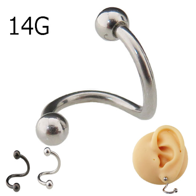 【楽天市場】スパイラルバーベル ボディピアス サージカルステンレス 14G へそピアス 軟骨ピアス ヘリックス 口ピアス：BK-mart
