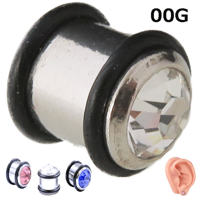 【楽天市場】ボディピアス 00G 10mm プラグ カラーストーン付き サージカルステンレス ボディーピアス：BK-mart