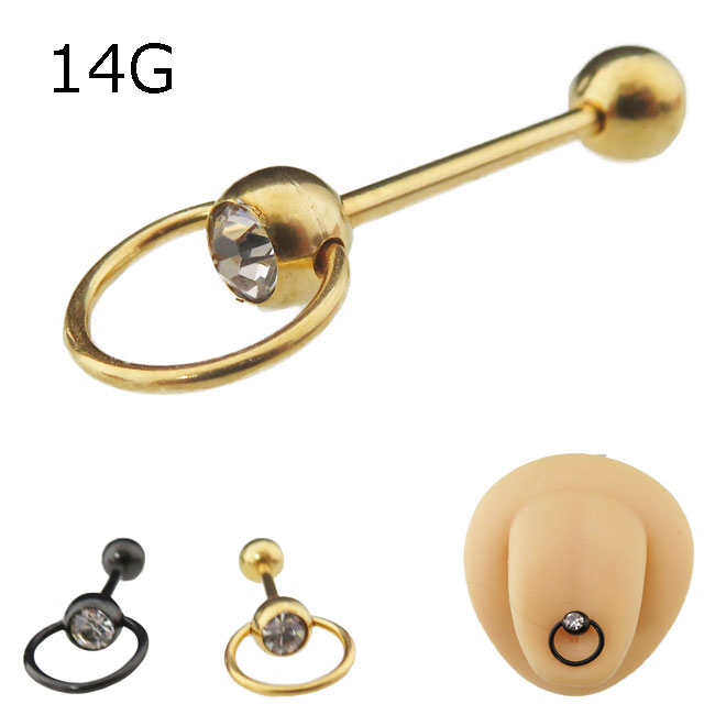 【楽天市場】ボディピアス 舌ピアス 口用 唇用 ストレートバーベル 14G リング ジュエル ステンレス ゴールド ブラック：BK-mart