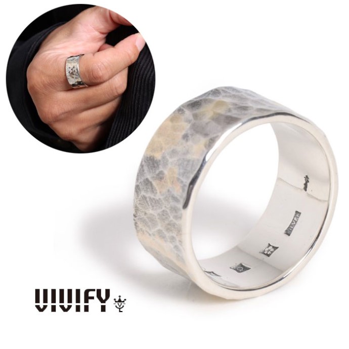 【楽天市場】【VIVIFY 正規店】VIVIFY ビビファイ シルバー 指輪 リング Back Hallmarks Ring/ Hammered finish /10mm w/gold ...