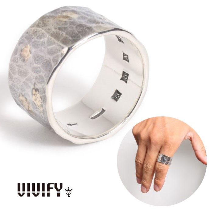 【楽天市場】【VIVIFY 正規店】VIVIFY ビビファイ シルバー 指輪 リング Back Hallmarks Ring/ Hammered finish /12mm w/gold ...