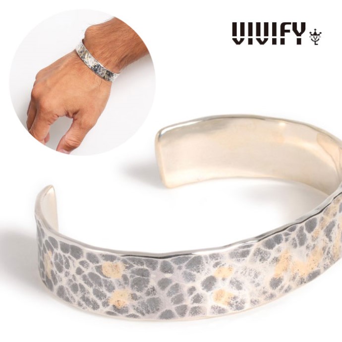 【楽天市場】【VIVIFY 正規店】VIVIFY ビビファイ バングル シルバー Back Hallmarks Bangle/ Hammered finish /12mm w/gold ...