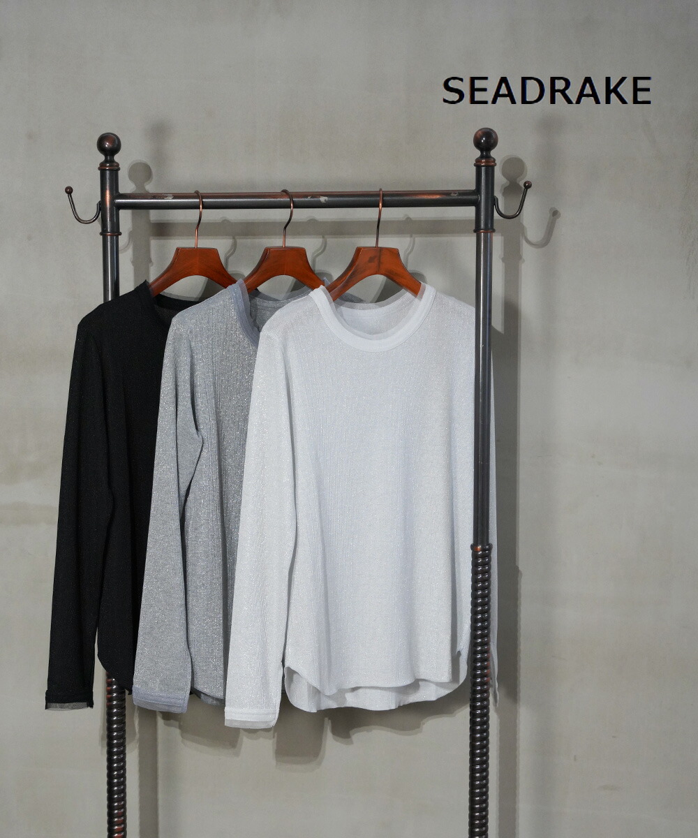 【楽天市場】【30%OFF】シードレイク Seadrake カットソー ロンT Tシャツ 長袖 リブ テレコ チュール ラメ クルーネック インナー 薄手 無地 レイヤード・B-8920659 ...