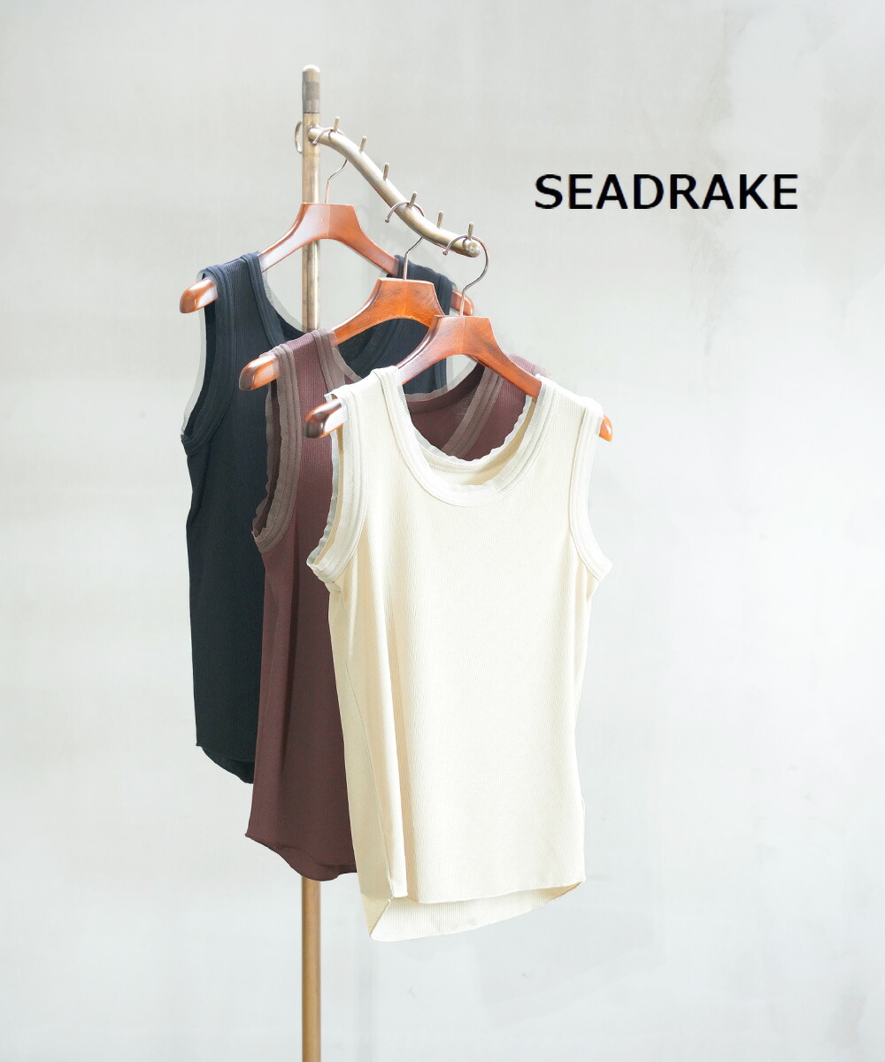 【楽天市場】【ポイント2倍】【LINEクーポン有】【2025年春夏新作】シードレイク Seadrake タンクトップ ノースリーブ カットソー トップス インナー チュール クルーネック U ...