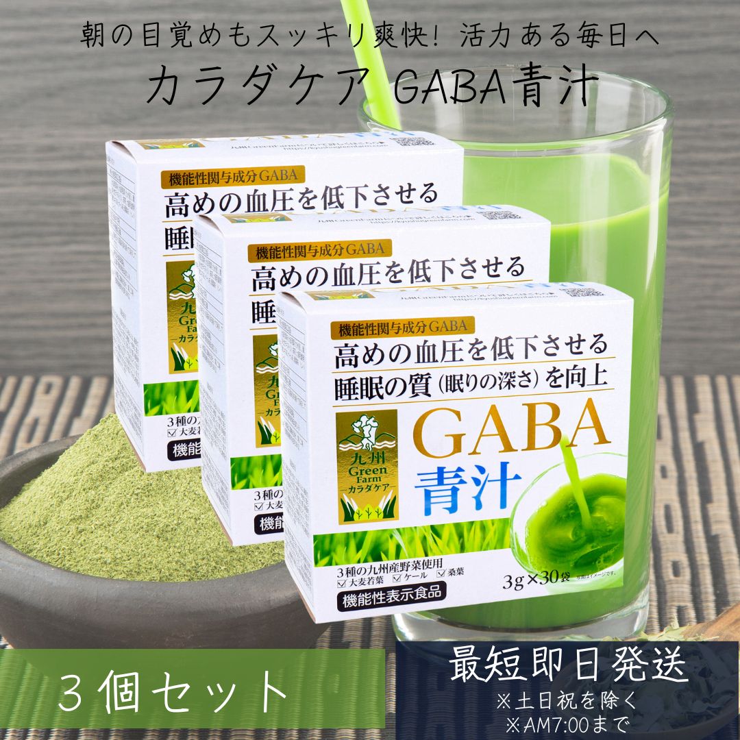 【楽天市場】九州Green Farmカラダケア GABA青汁 3g×30袋入 3個セット 健康習慣 食物繊維 手軽 簡単【機能性表示食品】【新日配薬品】：健康雑貨のお店「blue horizon」