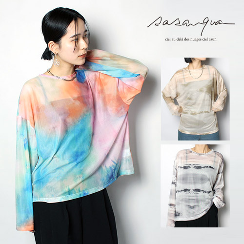 【楽天市場】サザンカ SASANQUA ニュアンスシアートップス レディース 長袖 マルチ/ブラック/ベージュ フリーサイズ NUANCE ...