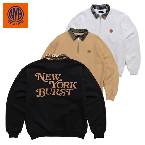 【楽天市場】NEW YORK BURST NYB ニューヨークバースト ハーフジップスウェット 裏起毛 ブラック/グレー/ベージュ M-XL ...