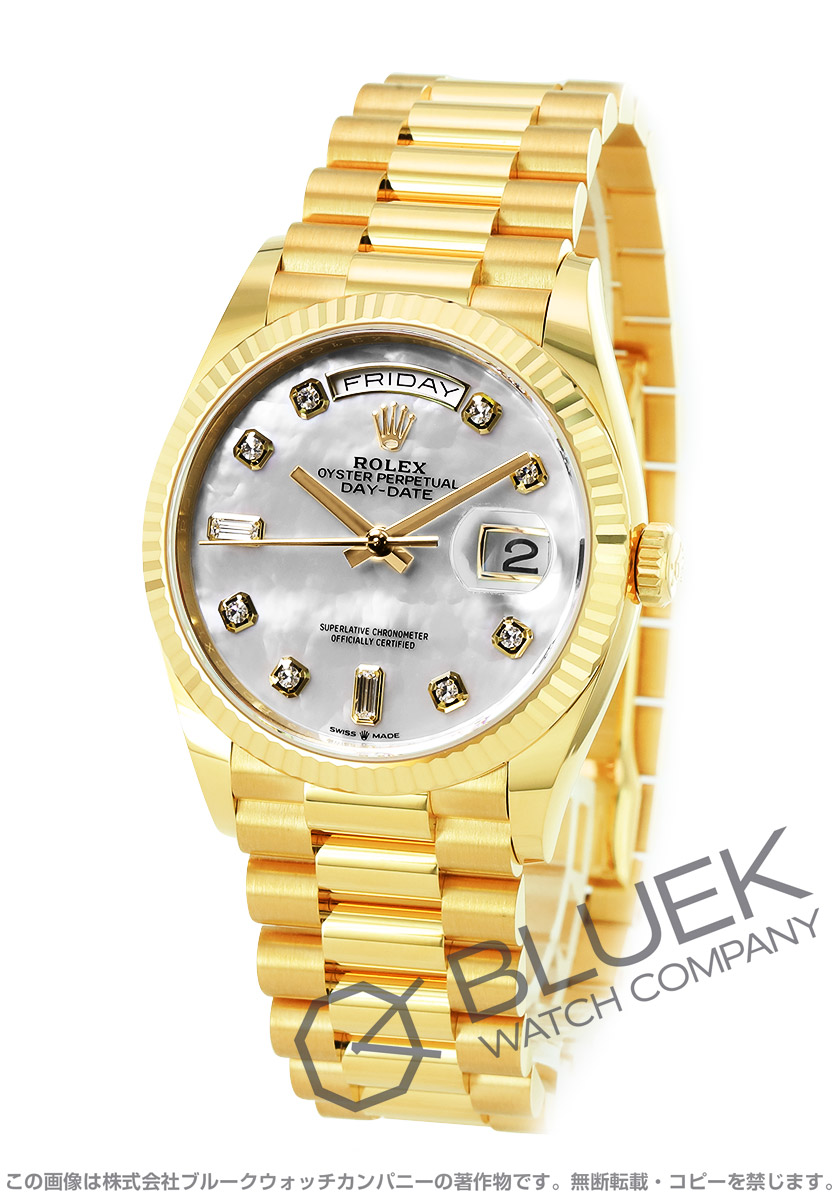 【楽天市場】【新品】ロレックス デイデイト 36 ダイヤ YG金無垢 メンズ 128238-0011：ブルークウォッチカンパニー