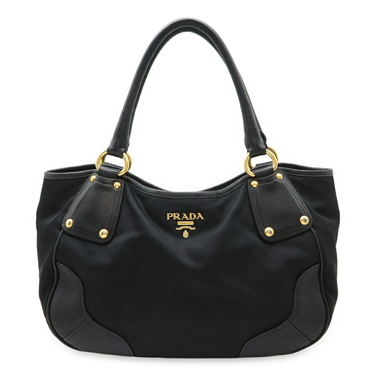 【楽天市場】PRADA プラダ トートバッグ ショルダーバッグ セミショルダー 肩掛け ナイロン レザー NERO ブラック ゴールド金具 国内アウトレット購入品 BR4635 【中古 ...