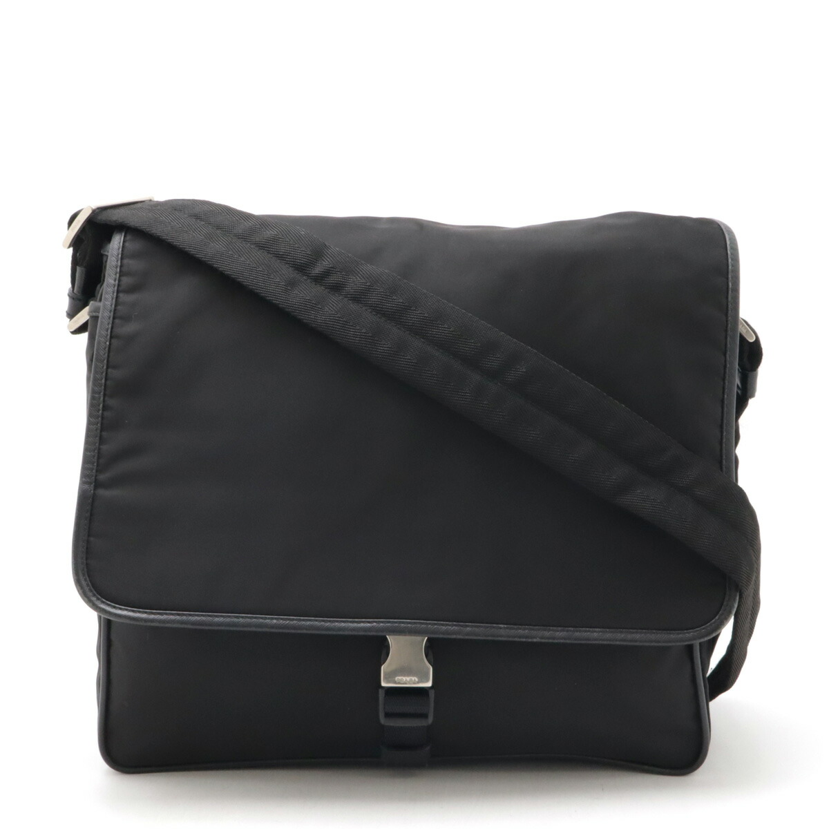 【楽天市場】PRADA プラダ ショルダーバッグ メッセンジャーバッグ 斜め掛け ナイロン レザー NERO 黒 ブラック シルバー金具 国内ブティック購入品 V166 【中古】：Blumin ...