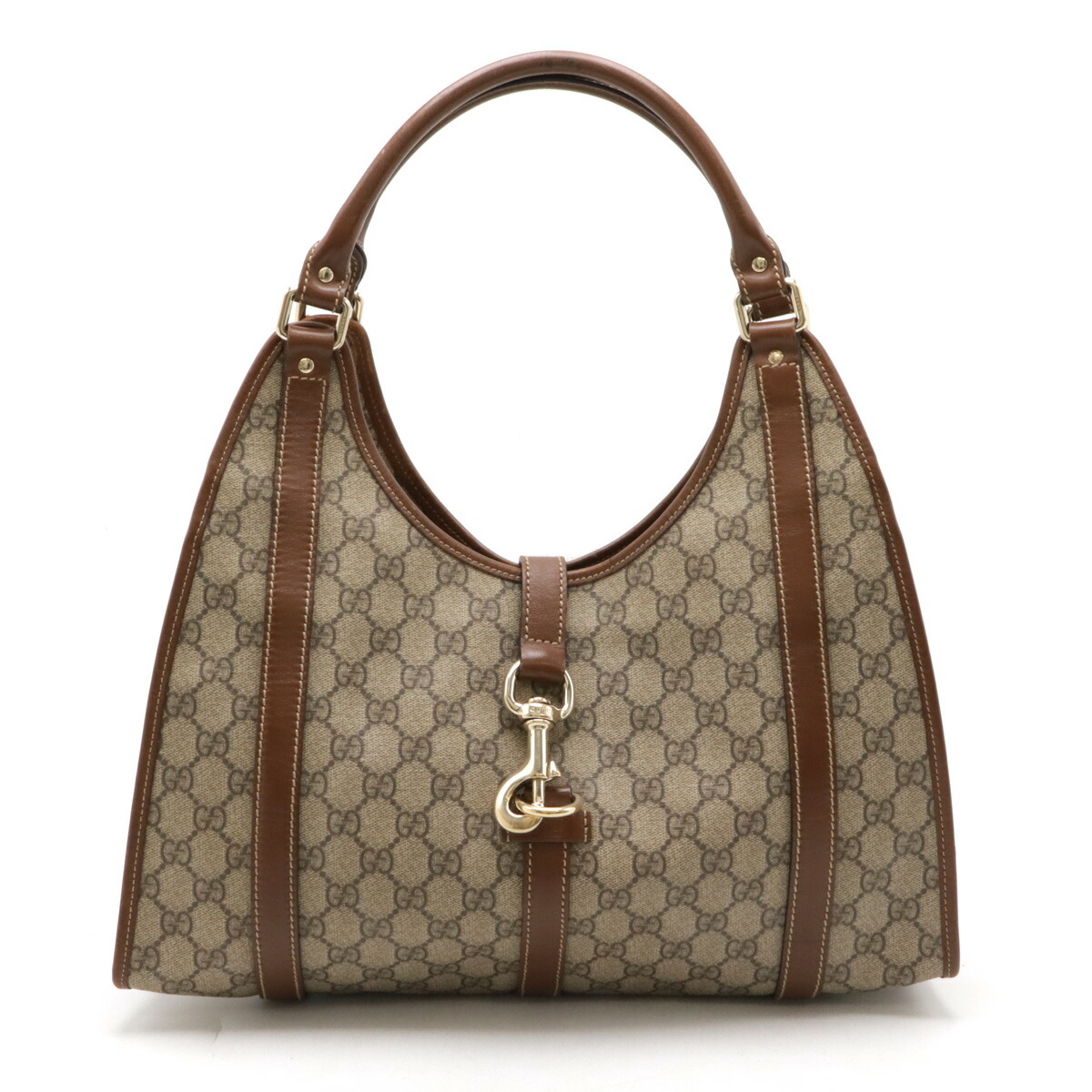 【楽天市場】【バッグ】GUCCI グッチ GGスプリーム GGプラス ショルダーバッグ セミショルダー 肩掛け PVC レザー ベージュ ブラウン 茶 ゴールド金具 203494 【中古 ...