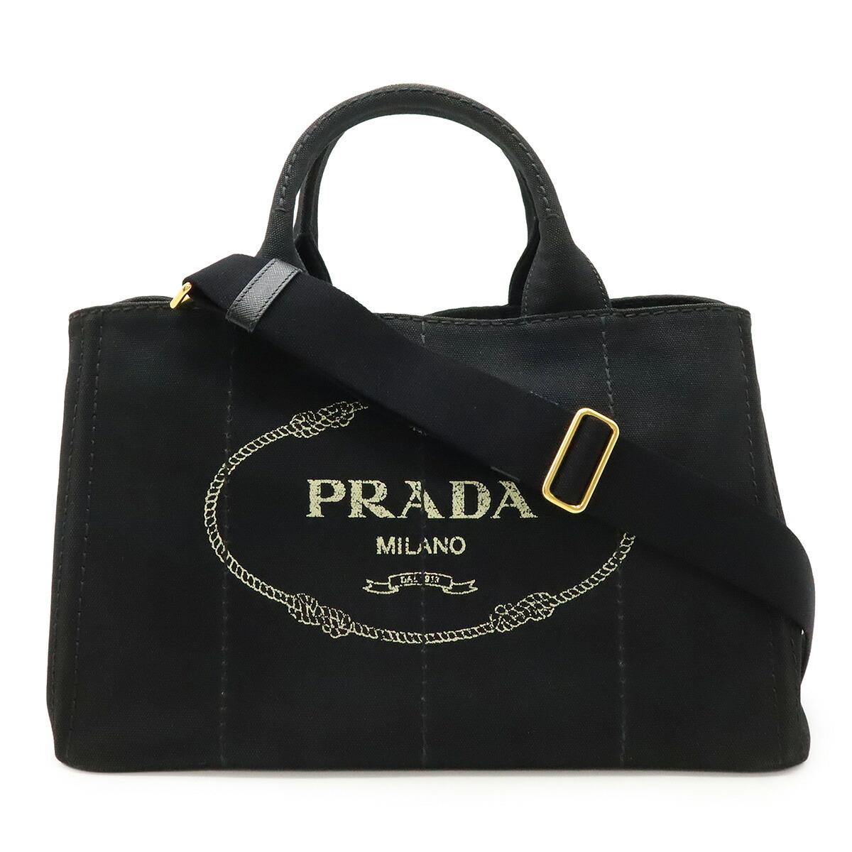 【楽天市場】PRADA プラダ CANAPA カナパ トートバッグ ラージトート 2WAY ショルダーバッグ キャンバス NERO ブラック 黒 ゴールド金具 1BG642 【中古 ...