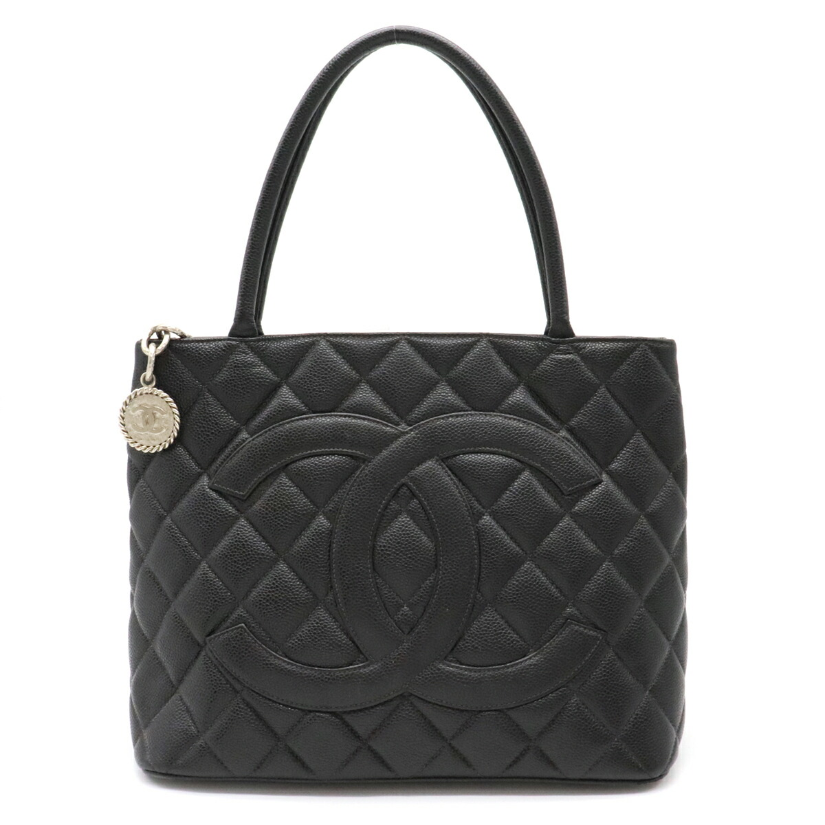 【楽天市場】【バッグ】CHANEL シャネル マトラッセ キャビアスキン 復刻トート トートバッグ ココマーク レザー 黒 ブラック シルバー ...