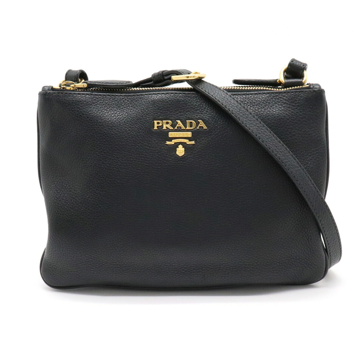【楽天市場】【バッグ】PRADA プラダ ショルダーバッグ ポシェット 2WAY クラッチバッグ レザー NERO 黒 ブラック ゴールド金具 1BH046：Blumin 楽天市場店