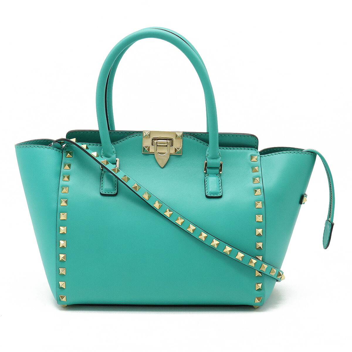 【楽天市場】【バッグ】VALENTINO GARAVANI ヴァレンティノ ガラヴァーニ ヴァレンチノ ガラバーニ ロックスタッズ ハンドバッグ 2WAY ショルダー レザー グリーン 【中古 ...