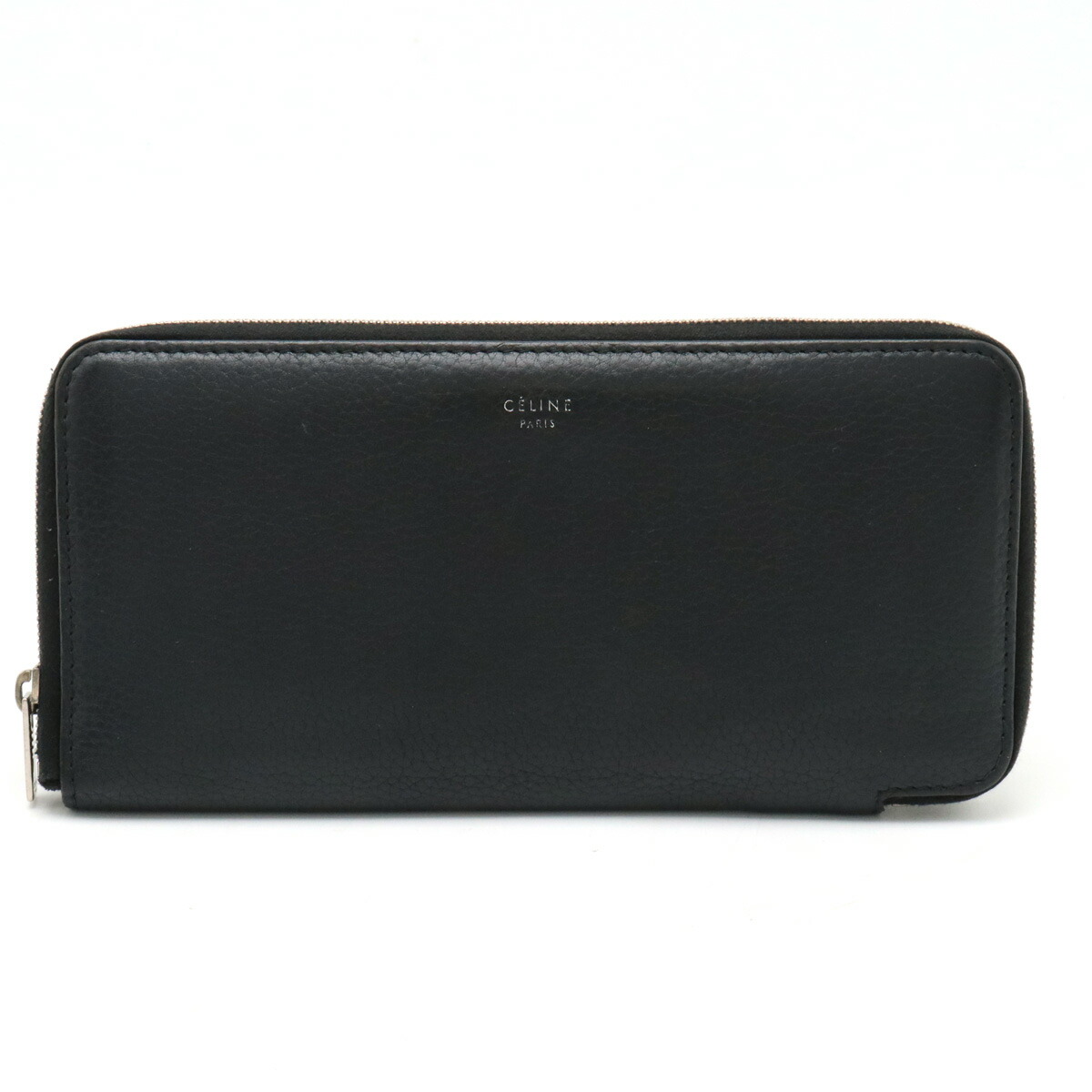 【楽天市場】【財布】CELINE セリーヌ ラウンドファスナー 長財布 レザー ブラック 黒 イエロー 黄色 シルバー金具 【中古 ...