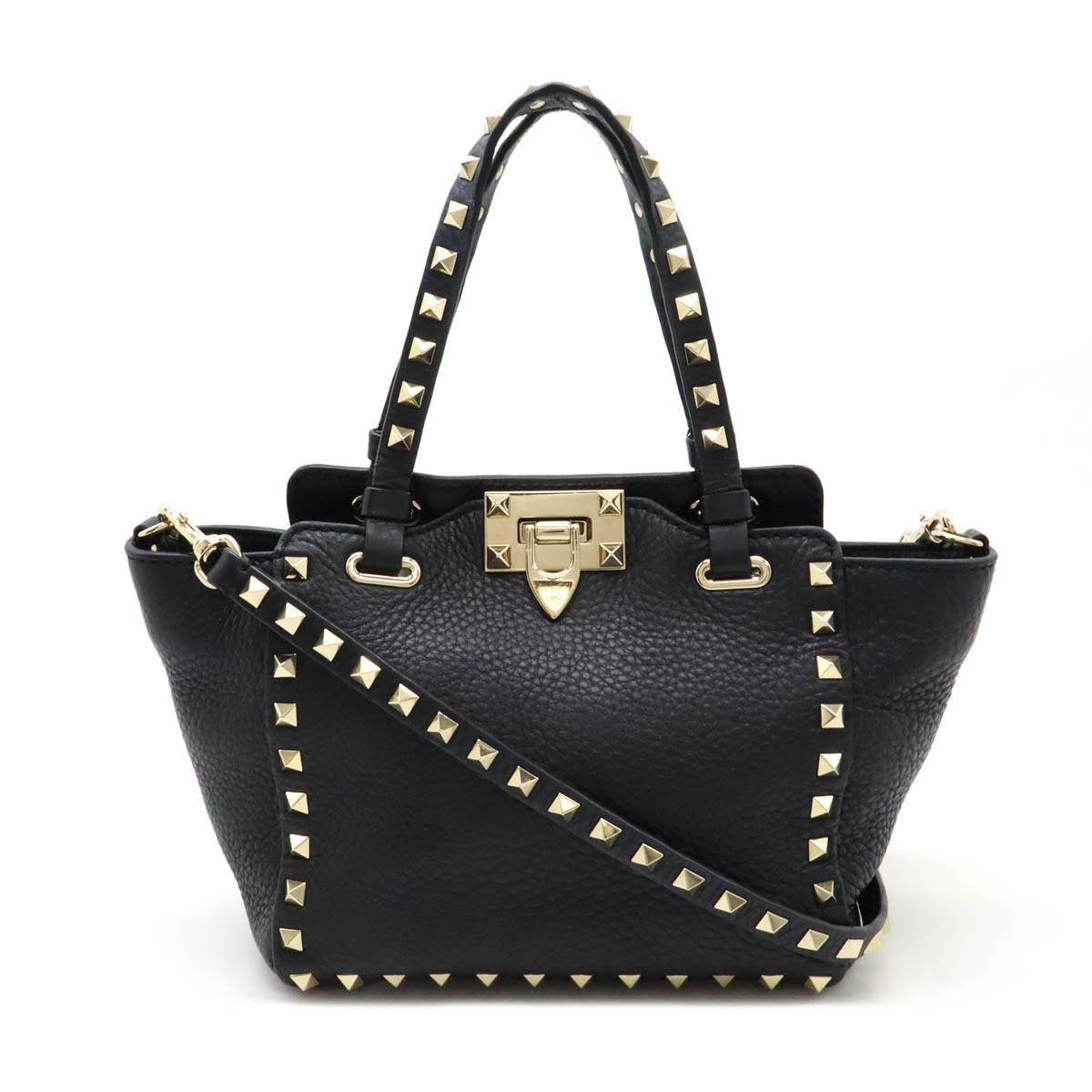 【楽天市場】VALENTINO GARAVANI ヴァレンティノ ガラヴァーニ ヴァレンチノ バレンティノ ロックスタッズ ミニバッグ ハンドバッグ 2WAYショルダー ブラック 黒 【中古 ...
