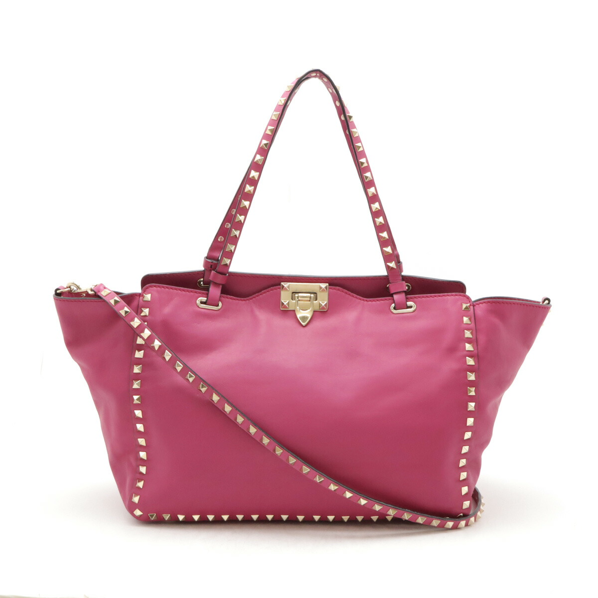 【楽天市場】VALENTINO GARAVANI ヴァレンティノ ガラヴァーニ ヴァレンチノ バレンティノ ロックスタッズ トートバッグ 2WAYショルダー フューシャ ピンク 【中古 ...