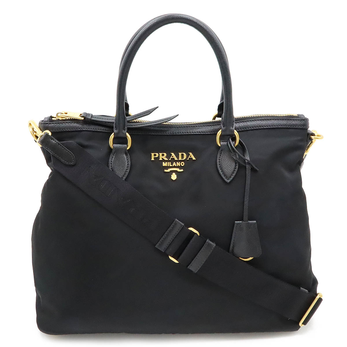 【楽天市場】【バッグ】PRADA プラダ トートバッグ 2WAY ショルダーバッグ 斜め掛け ナイロン レザー NERO 黒 ブラック ゴールド金具 1BC060 【中古】：Blumin 楽天市場店