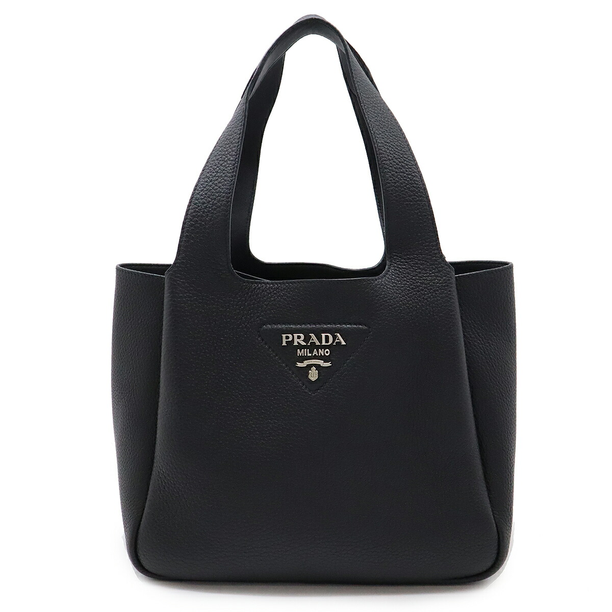 【楽天市場】PRADA プラダ ミディアム レザー トートバッグ ハンドバッグ NERO 黒 ブラック シルバー金具 国内ブティック購入品 1BG335 【中古】：Blumin 楽天市場店