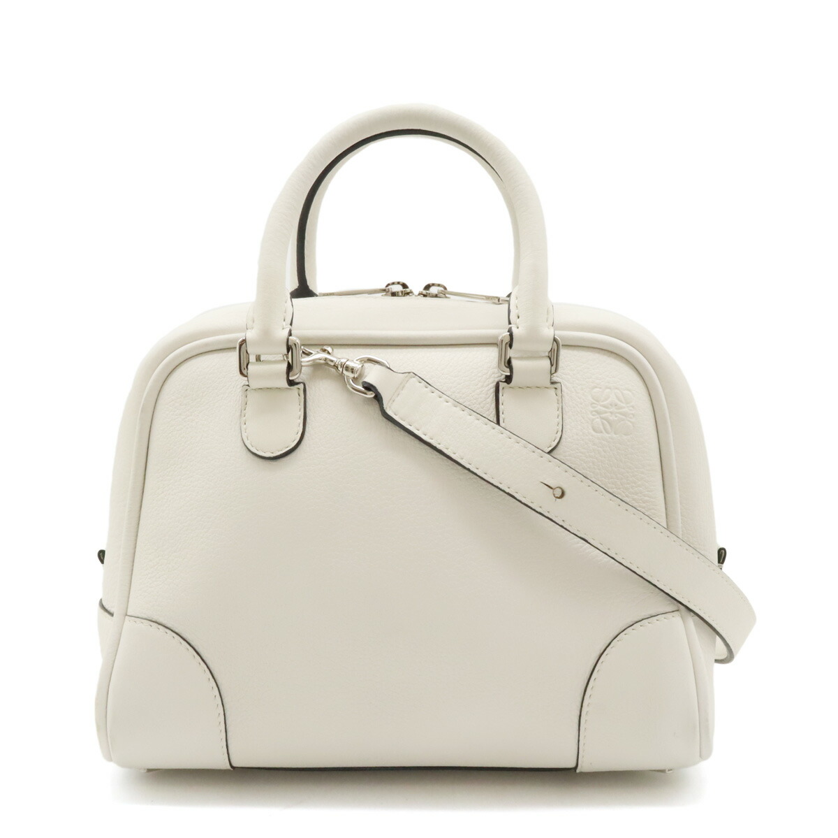 【楽天市場】LOEWE ロエベ アナグラム アマソナ75 ハンドバッグ ミニバッグ 2WAY ショルダーバッグ レザー ホワイト 白 シルバー金具 301.30.L03 【中古】：Blumin ...