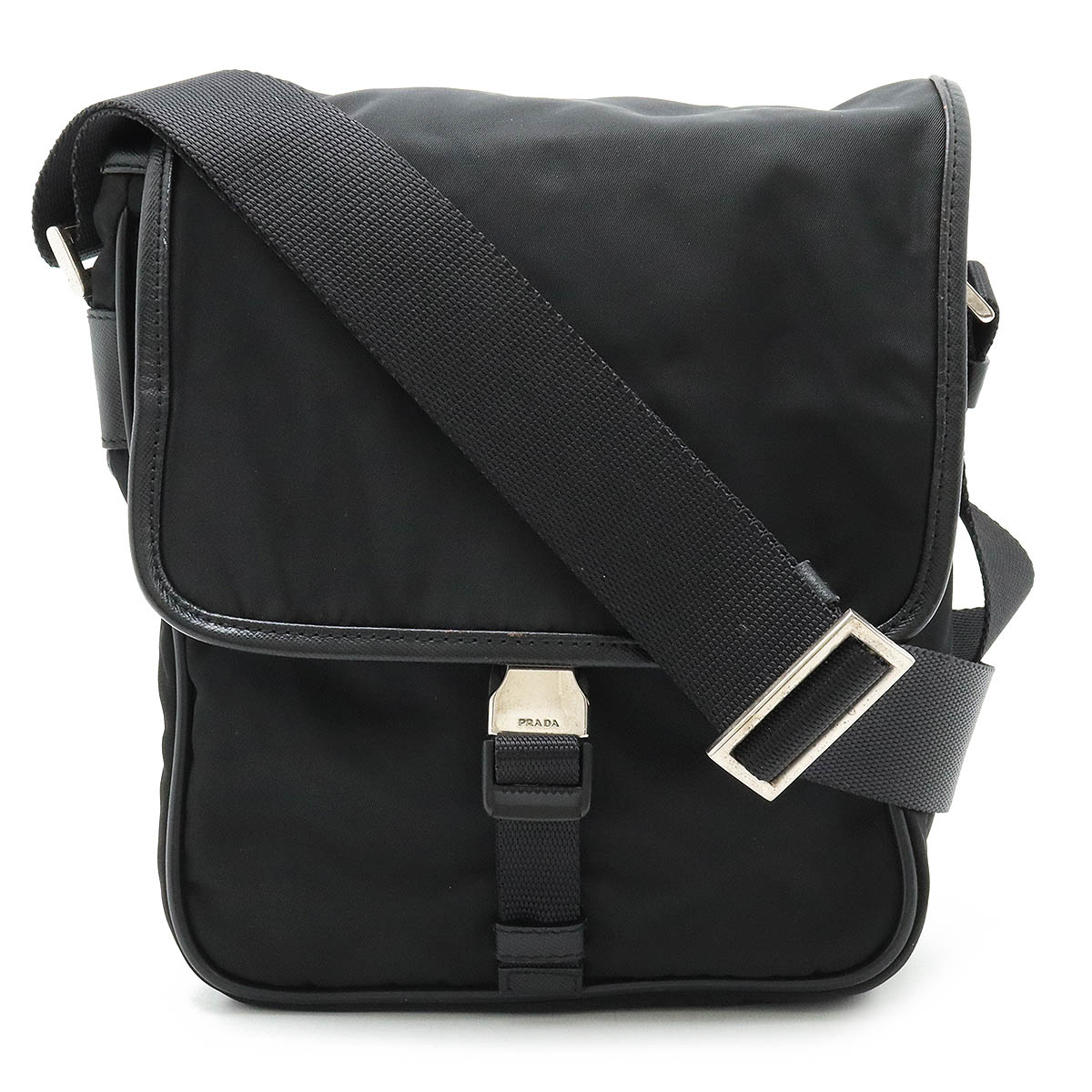 【楽天市場】【バッグ】PRADA プラダ ショルダーバッグ ポシェット 斜め掛け ナイロン レザー NERO 黒 ブラック シルバー金具 V167 【中古】：Blumin 楽天市場店