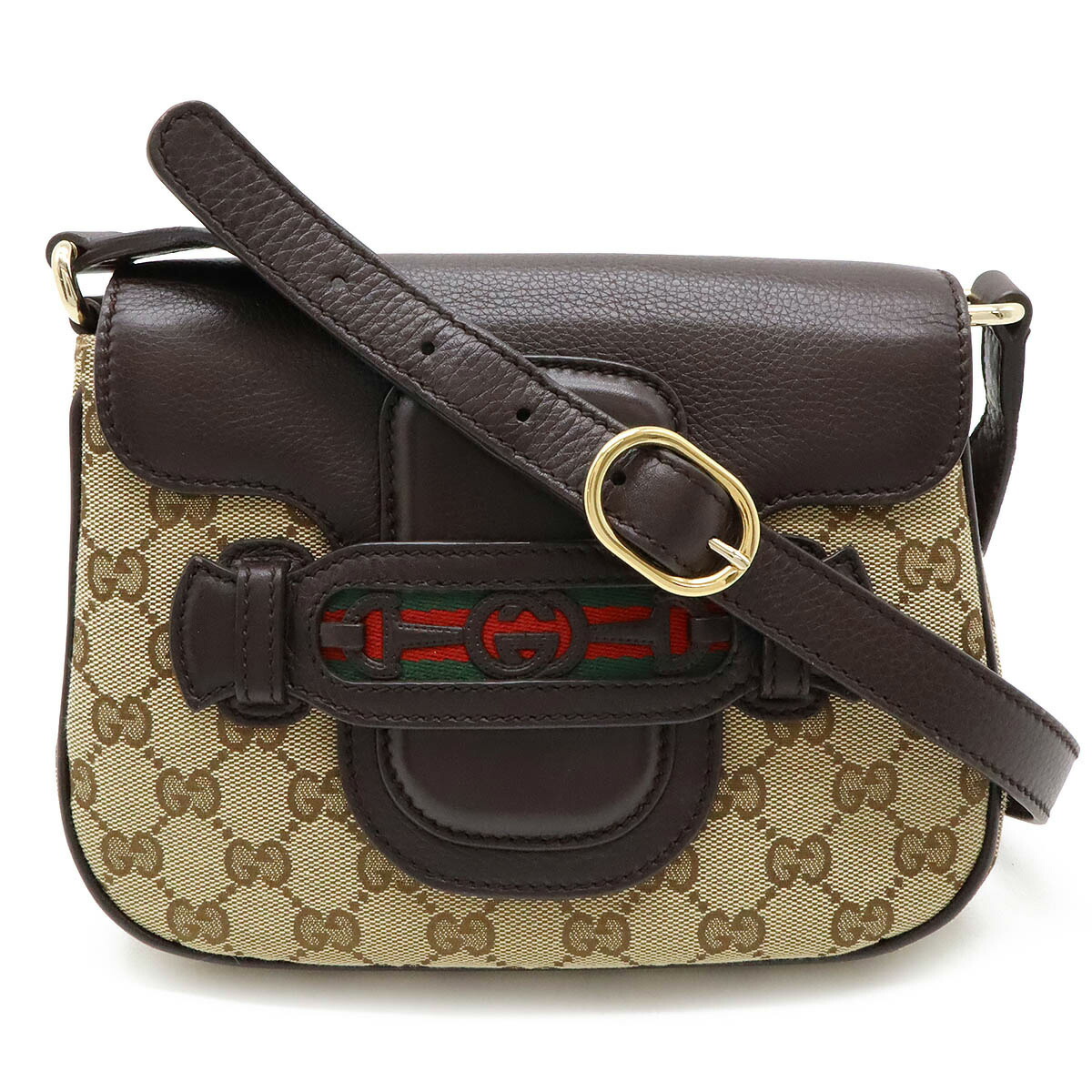 【楽天市場】【バッグ】GUCCI グッチ GGキャンバス シェリーライン ホースビット ショルダーバッグ ポシェット レザー カーキベージュ ...