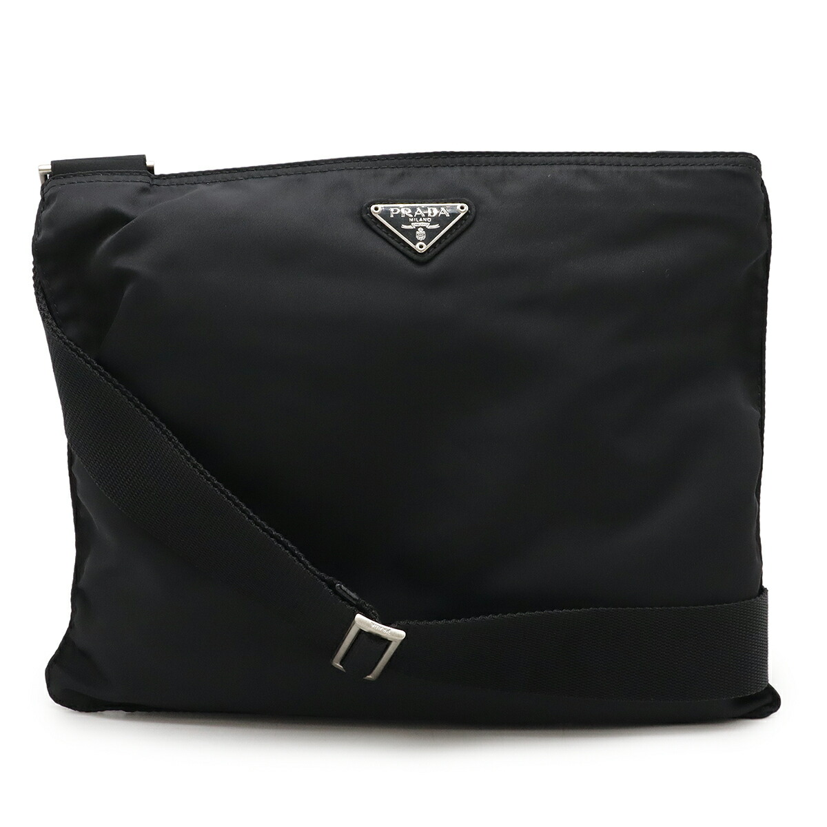 【楽天市場】PRADA プラダ VELA ショルダーバッグ 斜め掛け マチなし ナイロン レザー NERO 黒 ブラック シルバー金具 B7338 【中古】：Blumin 楽天市場店