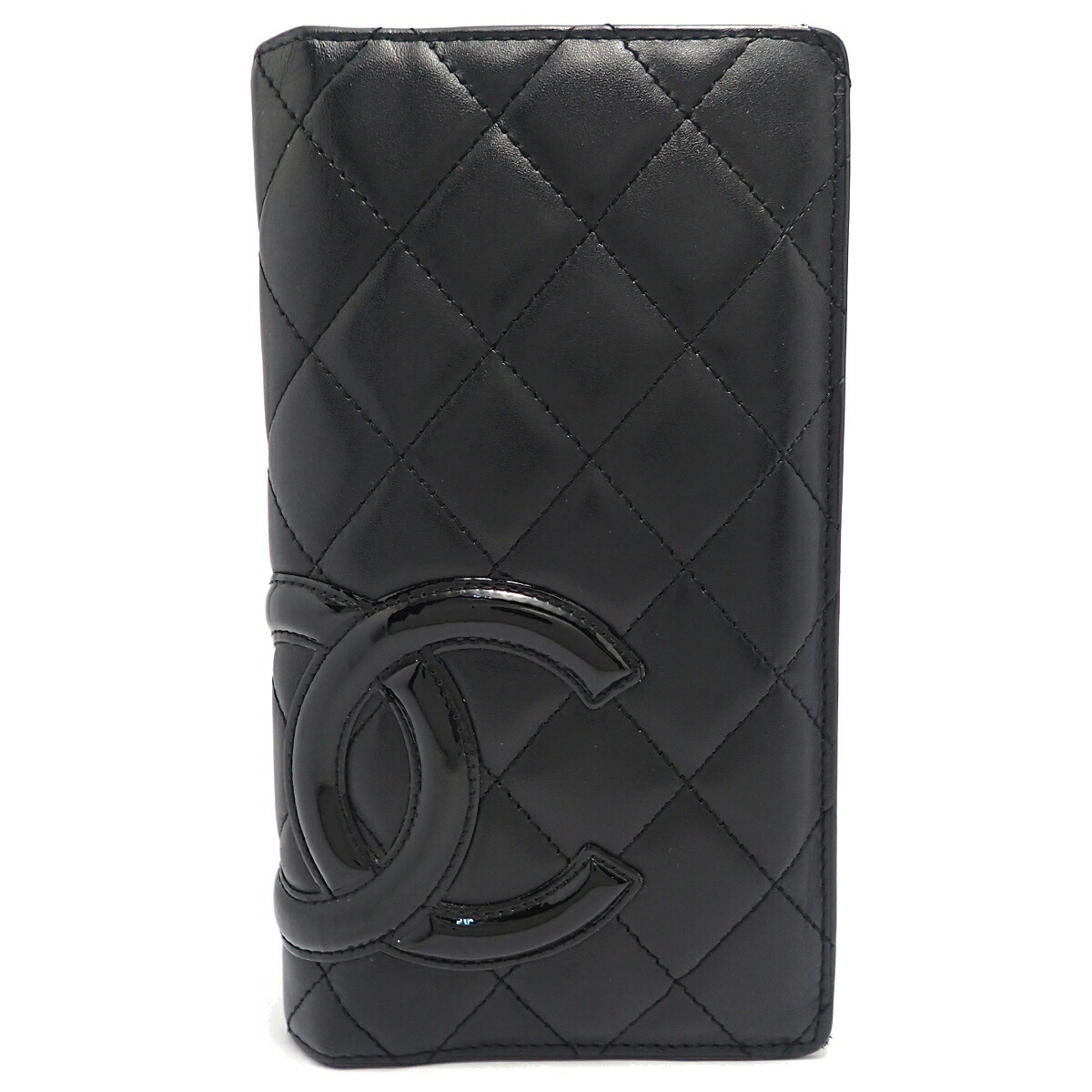 【楽天市場】【財布】CHANEL シャネル カンボンライン ココマーク 2つ折長財布 レザー ソフトカーフ 黒 ブラック エナメル ...