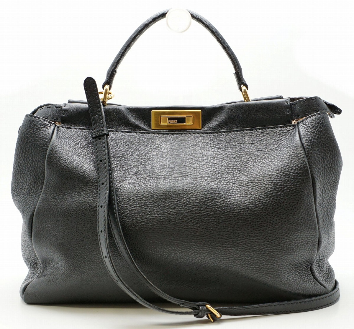 【楽天市場】【バッグ】FENDI フェンディ ピーカブー セレリア レザー 2WAY ハンドバッグ ショルダーバッグ 黒 ブラック ゴールド ...