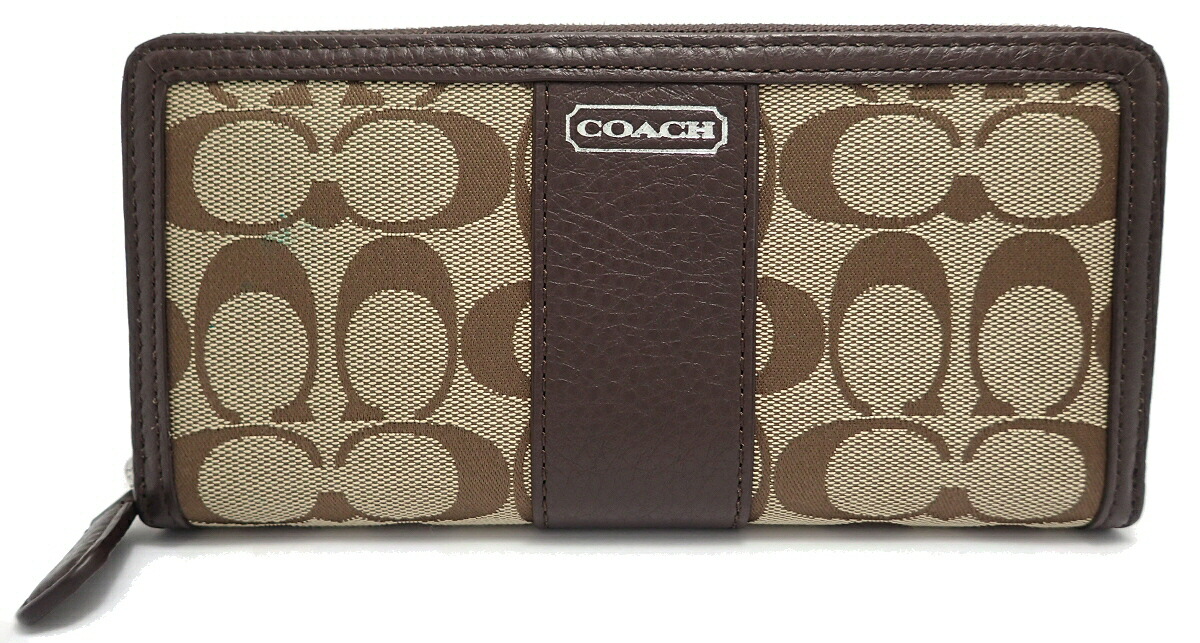 【楽天市場】【新品未使用品】【財布】 COACH コーチ シグネチャー キャンバス レザー アコーディオン ジップアラウンド ラウンド ...