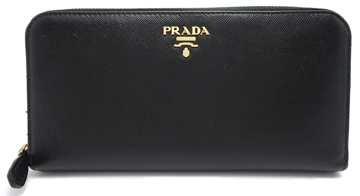 【楽天市場】【新品未使用品】【財布】PRADA プラダ サフィアーノ ラウンドファスナー 長財布 型押しレザー NERO 黒 ブラック ...