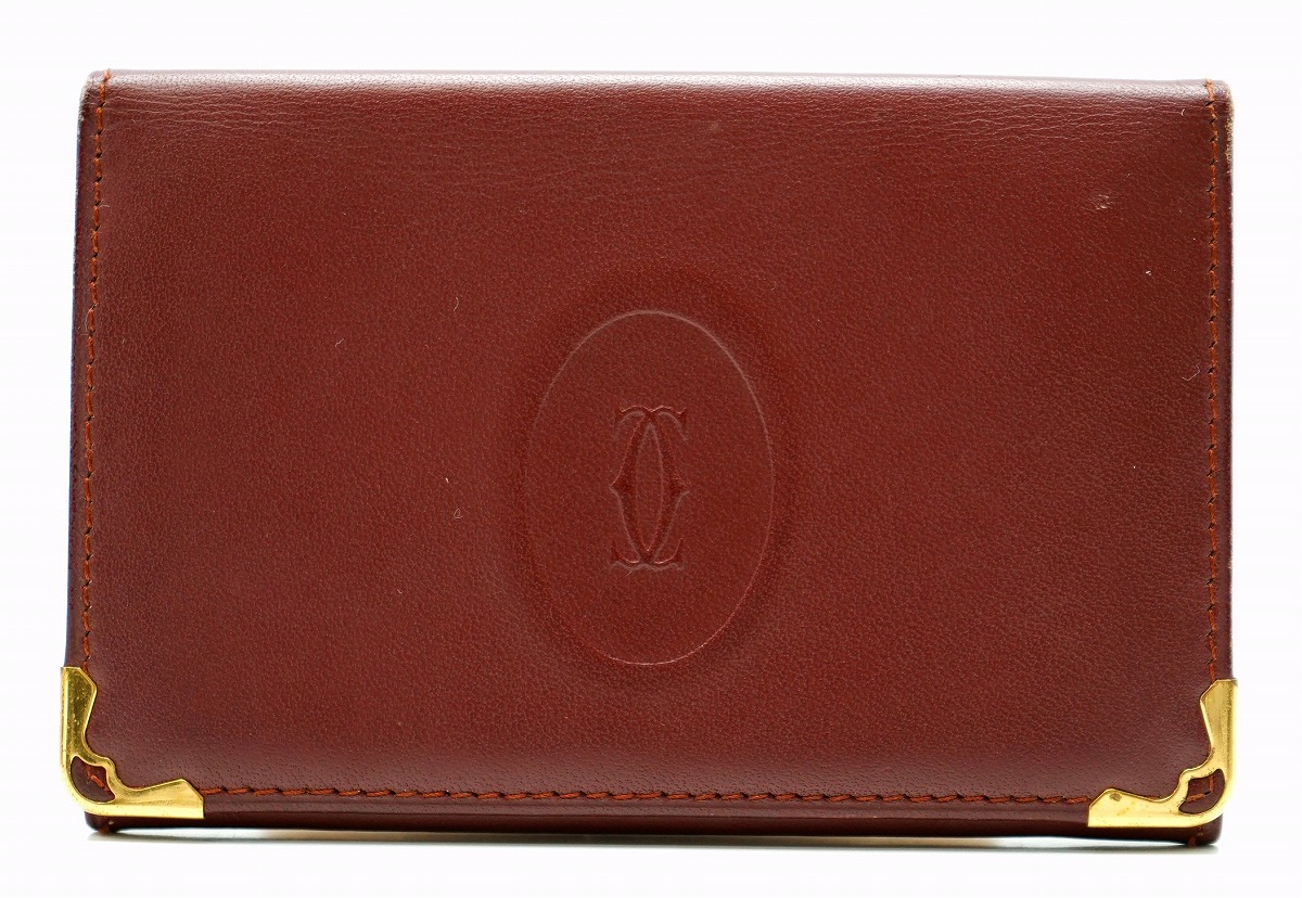 【楽天市場】Cartier カルティエ マストライン カードケース パスケース 定期入れ ボルドー ゴールド金具 F 3184146 【中古 ...