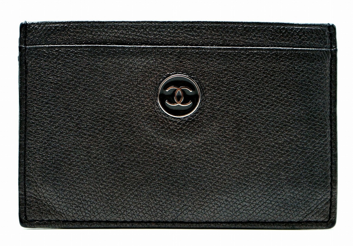 【楽天市場】CHANEL シャネル ココボタン カードケース 名刺入れ パスケース ココマーク レザー ガンメタリック 【中古】【k ...