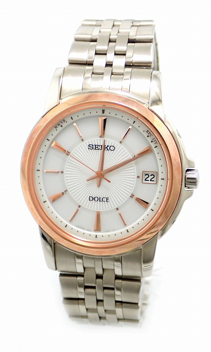 【楽天市場】【ウォッチ】SEIKO セイコー ドルチェ デイト ホワイト文字盤 SS GP ピンクゴールドメッキ メンズ ソーラー充電 電波 ...