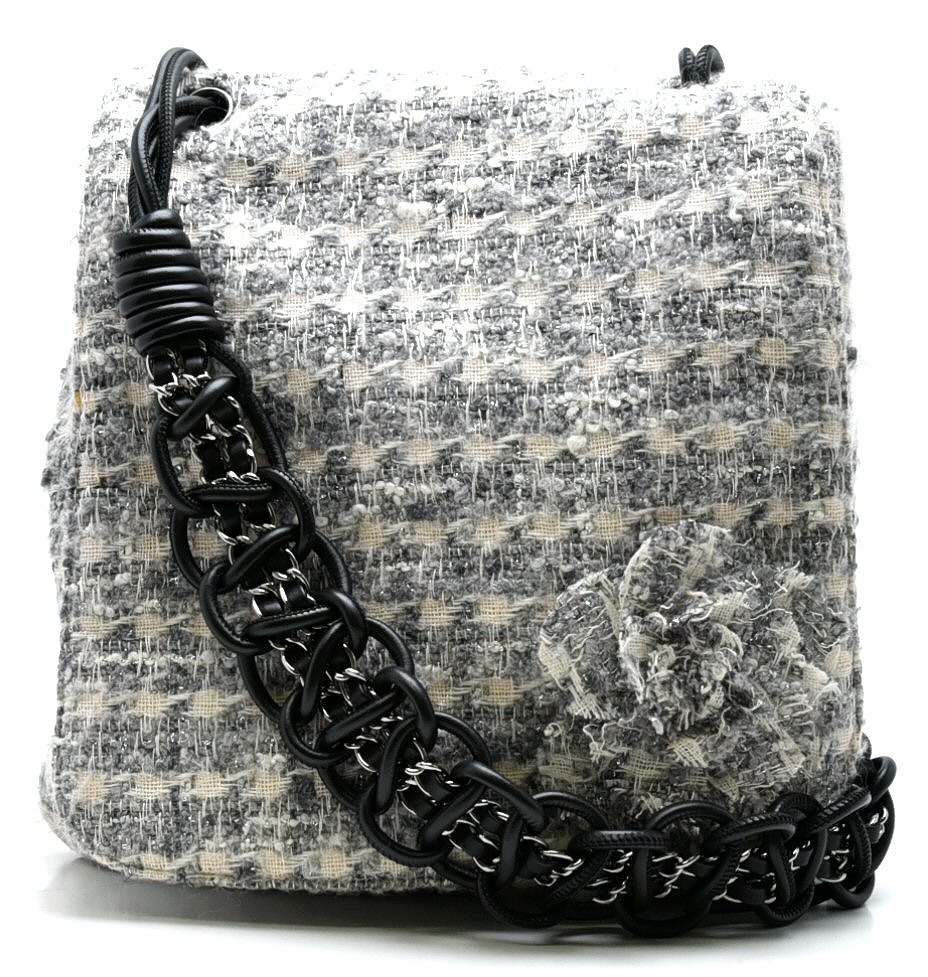 【楽天市場】【バッグ】CHANEL シャネル カメリア ツイード チェーンショルダーバッグ 斜め掛け グレー系マルチカラー ブラック シルバー ...