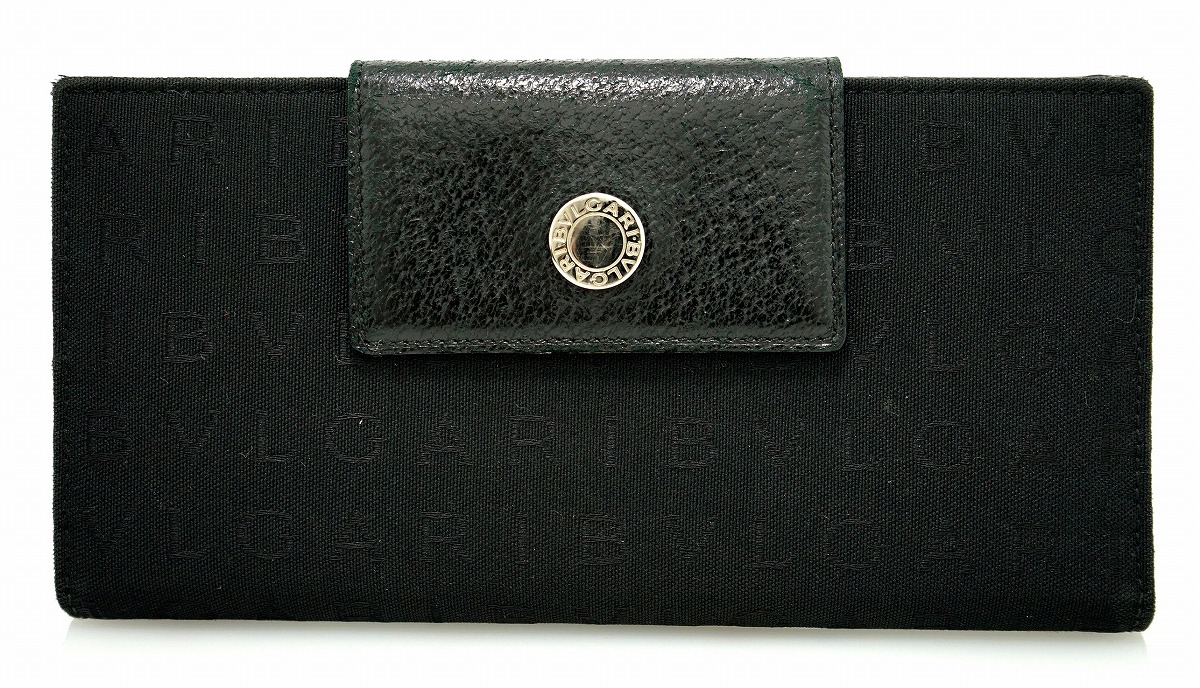 【楽天市場】【財布】BVLGARI ブルガリ レッタレ ロゴマニア Wホック ダブルホック 3つ折長財布 キャンバス レザー 黒 ブラック ...