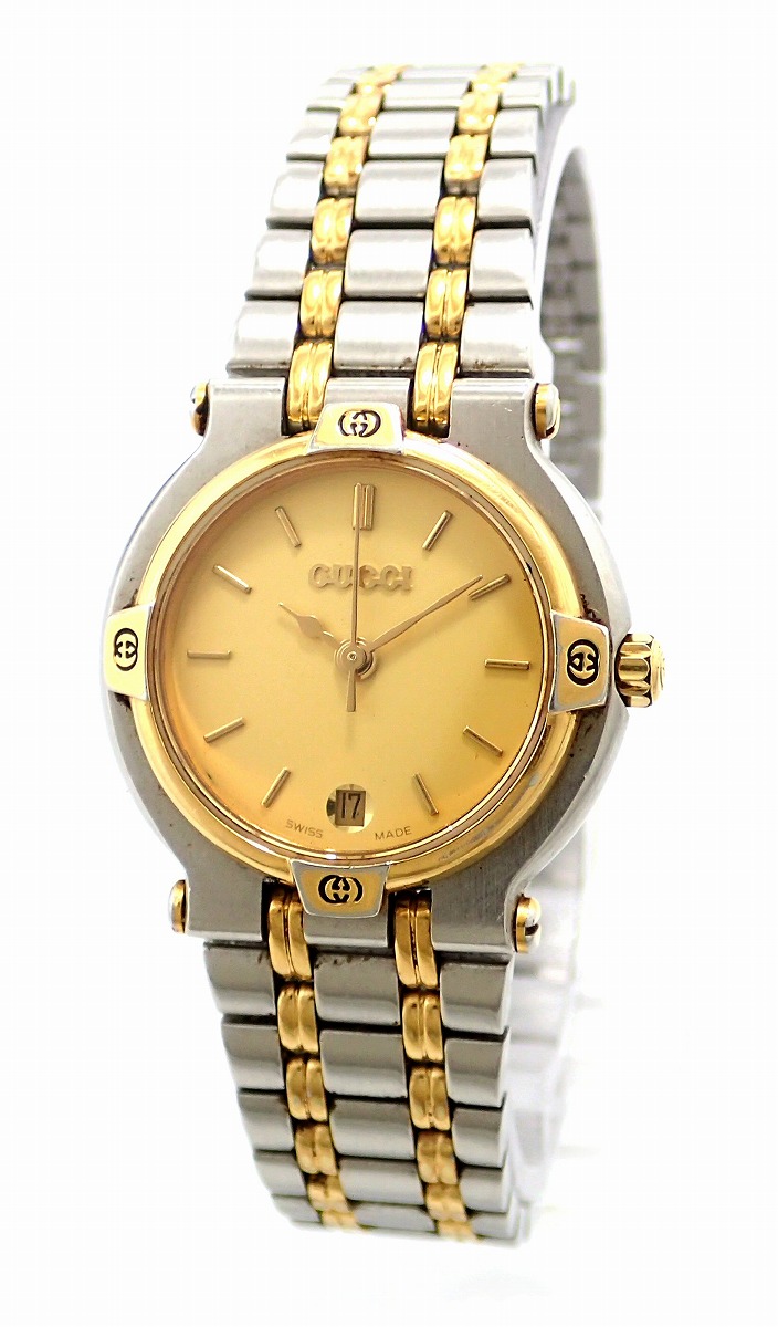 【楽天市場】【ウォッチ】GUCCI グッチ デイト ゴールド文字盤 レディース SS GP コンビ QZ クォーツ 腕時計 9000L 【中古 ...