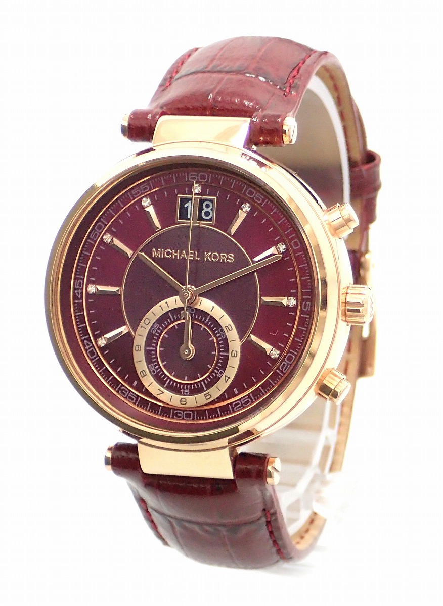 【楽天市場】【ウォッチ】MICHAEL KORS マイケル コース ソーヤー クロノグラフ デイト ワインレッド文字盤 レッド ボルドー ...