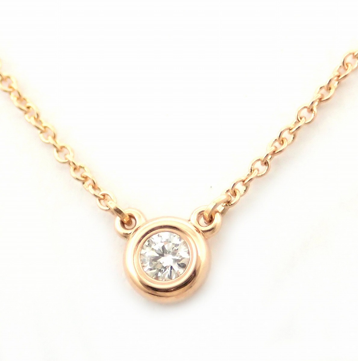 【楽天市場】【ジュエリー】【新品仕上げ済】TIFFANY&Co. ティファニー バイザヤード ネックレス ペンダント K18PG ピンクゴールド 1PD ダイヤモンド ダイヤ D0.17ct ...