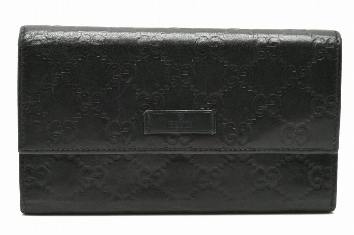 【楽天市場】【財布】GUCCI グッチ グッチシマ 3つ折 長財布 レザー 黒 ブラック 190336 0959 【中古】【u】【質屋出店 ...