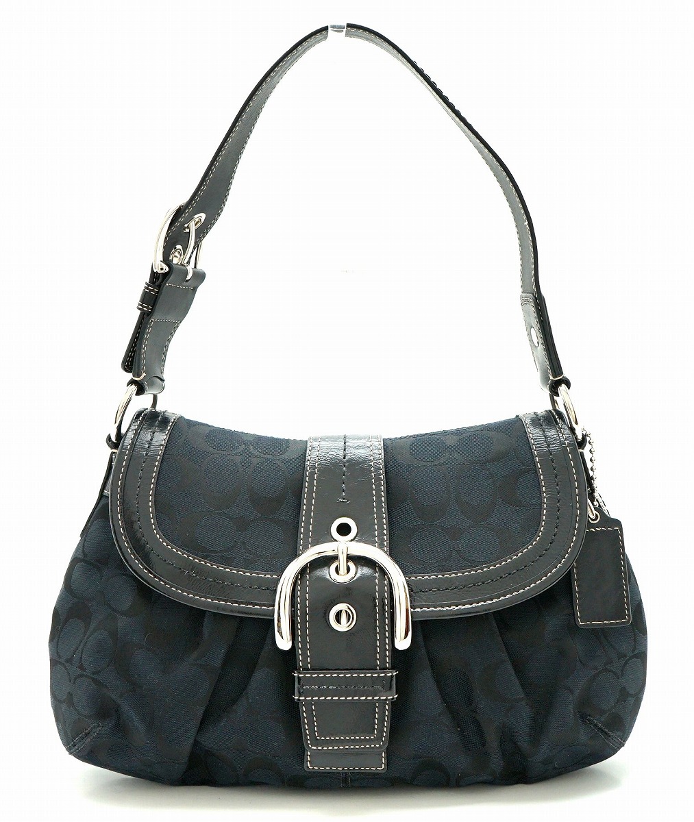 【楽天市場】【バッグ】COACH コーチ シグネチャー ショルダーバッグ ワンショルダー セミショルダー 肩掛け キャンバス レザー 黒 ...