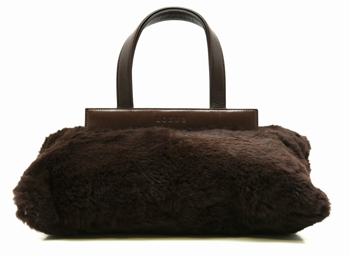 【楽天市場】【バッグ】LOEWE ロエベ ハンドバッグ ファー ラビット ラビットファー レザー 茶 ブラウン 【中古】【k】【Blumin ...